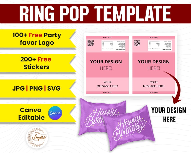 Ring Pop Template | Ring Pop Wrapper | Ring Pop Wrapper Template | Ring ...