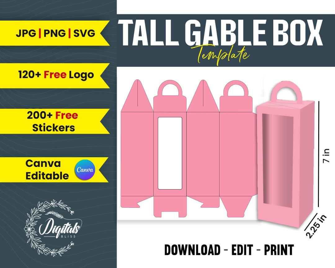 Gable Box Template | Tall Gable Box | Gable Box Template Bundle | Box Template | Gift Box ...