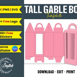 Gable Box Template | Tall Gable Box | Gable Box Template Bundle | Box ...