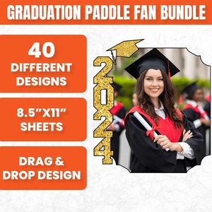 Grad Paddle Fan Template Bundle, 2024 Graduate Fan, Custom Grad Fan ...