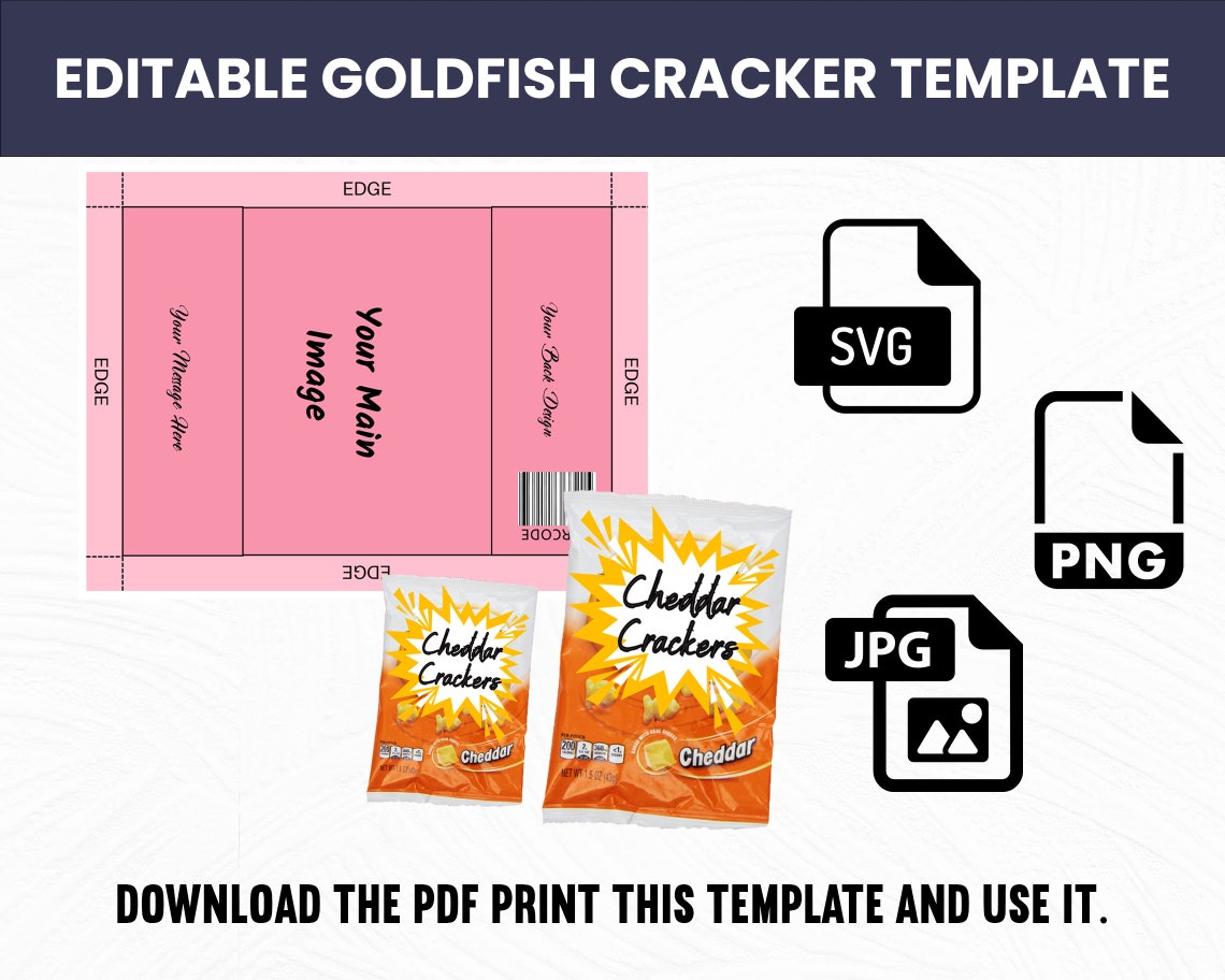 Editable Goldfish Cracker Template, Kid Birthday Party Favor, Chip Bag ...