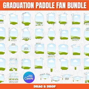 Grad Paddle Fan Template Bundle, 2024 Graduate Fan, Custom Grad Fan ...