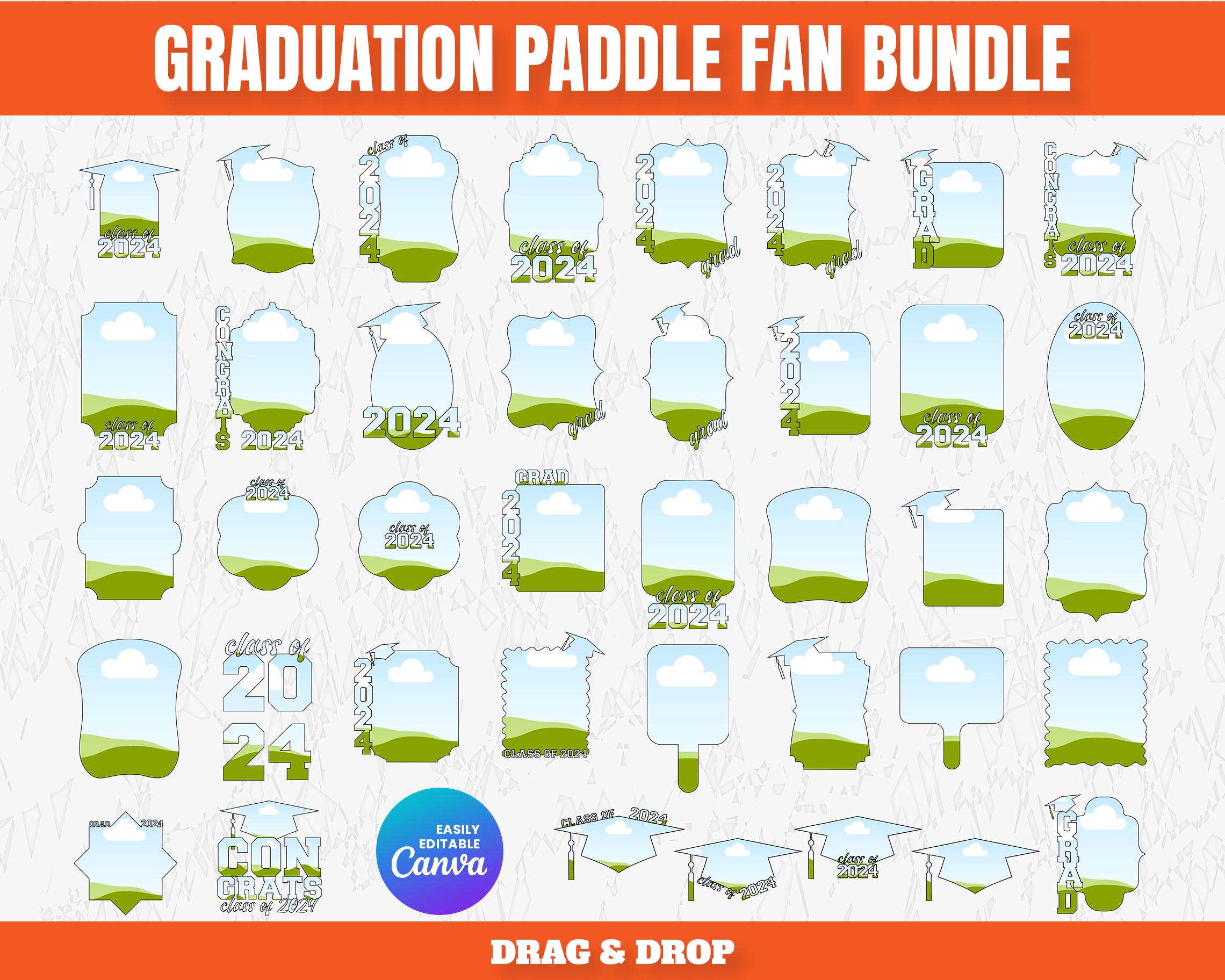 Grad Paddle Fan Template Bundle, 2024 Graduate Fan, Custom Grad Fan ...