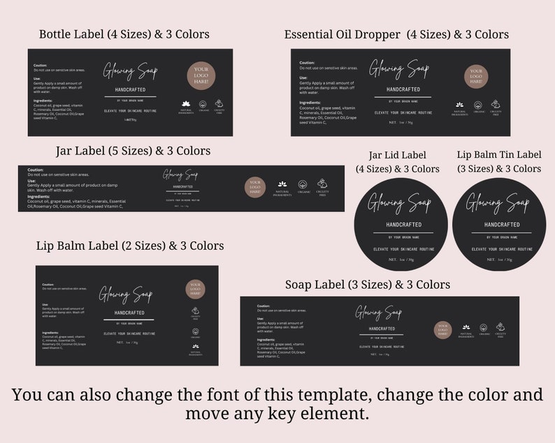 Editable Skincare Label Template,, Cosmetic Label Bundle, Minimalistic ...