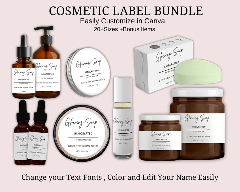 Editable Skincare Label Template,, Cosmetic Label Bundle, Minimalistic ...