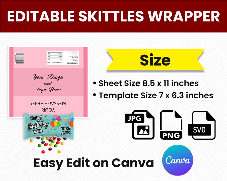 Skittles Wrapper Template Skittles Template Skittles Candy Wrapper ...