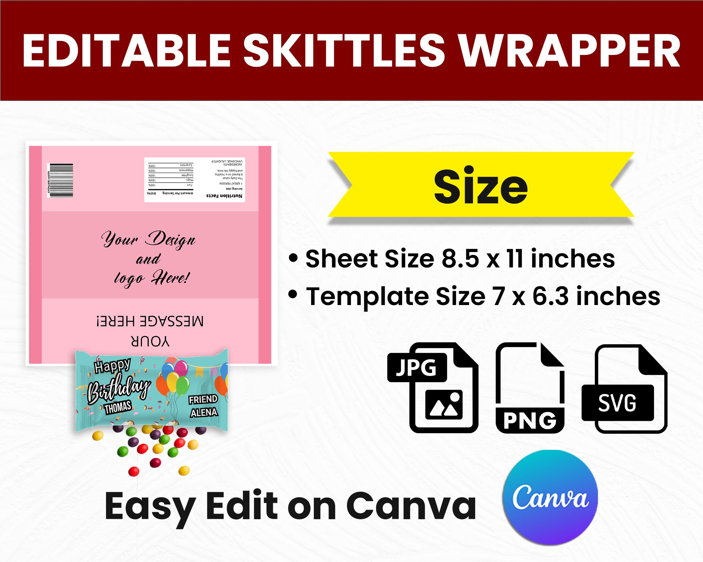 Skittles Wrapper Template Skittles Template Skittles Candy Wrapper ...