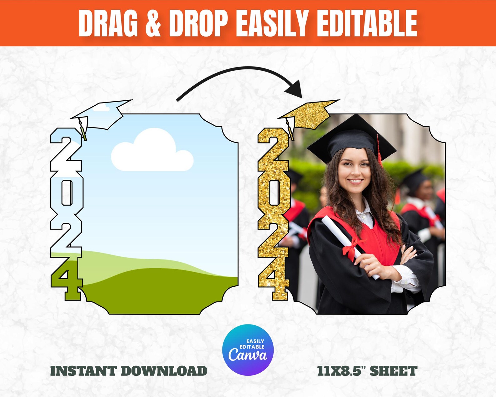 Grad Paddle Fan Template Bundle, 2024 Graduate Fan, Custom Grad Fan ...