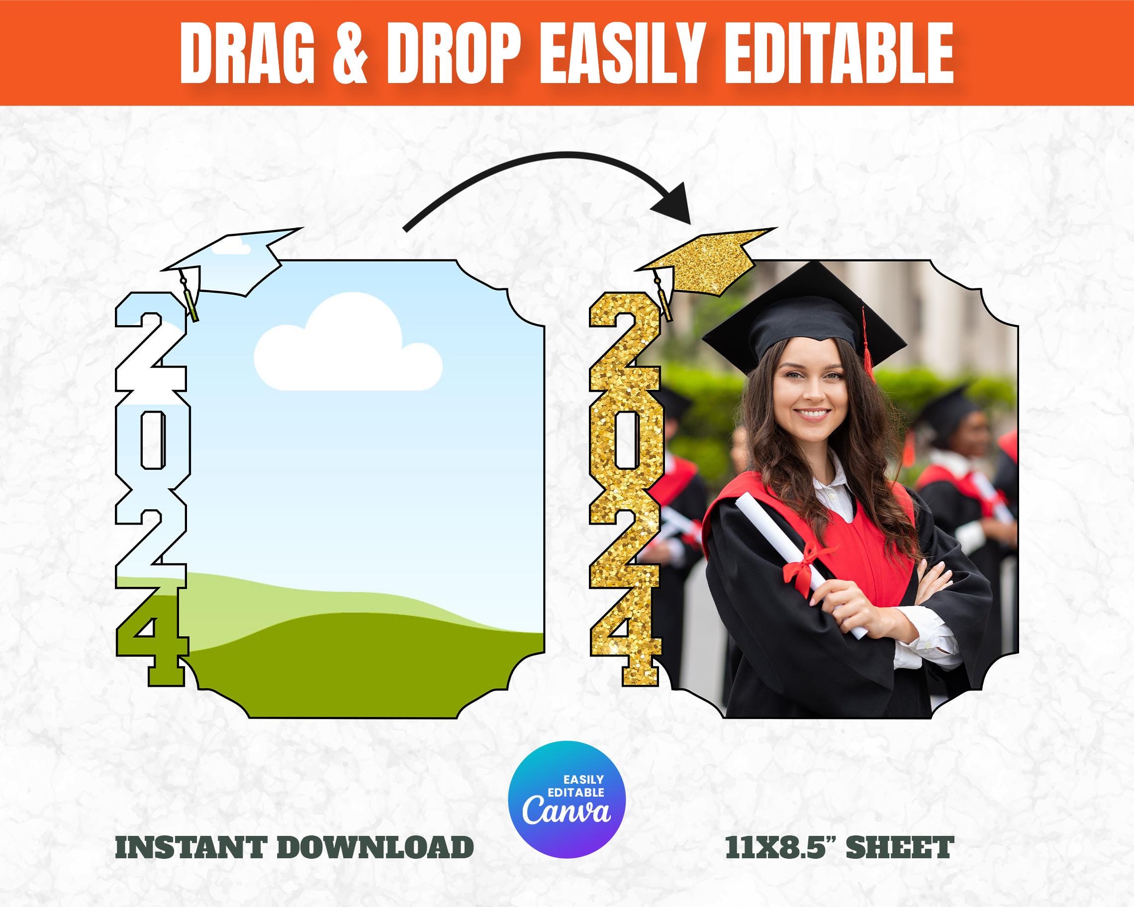 Grad Paddle Fan Template Bundle, 2024 Graduate Fan, Custom Grad Fan ...