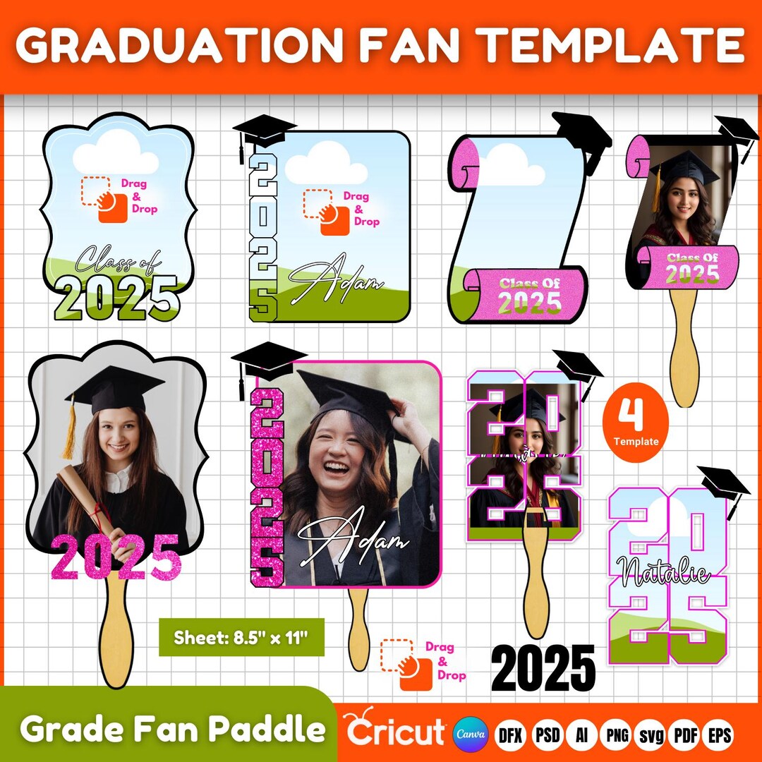2025 Graduation Fan Template, Custom Grad Fan, Graduation Fan, Grad ...