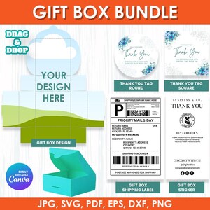 Gift Box Template, Gift Box Svg, Box Seal Sticker Template, Gift Box ...