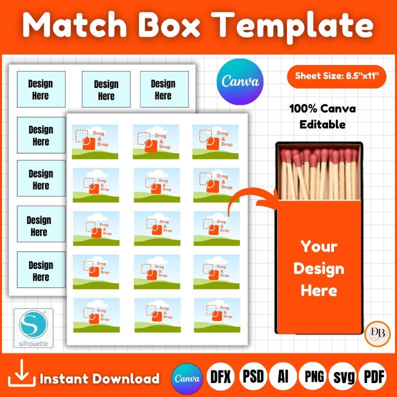 Custom Match Boxes Template - Etsy
