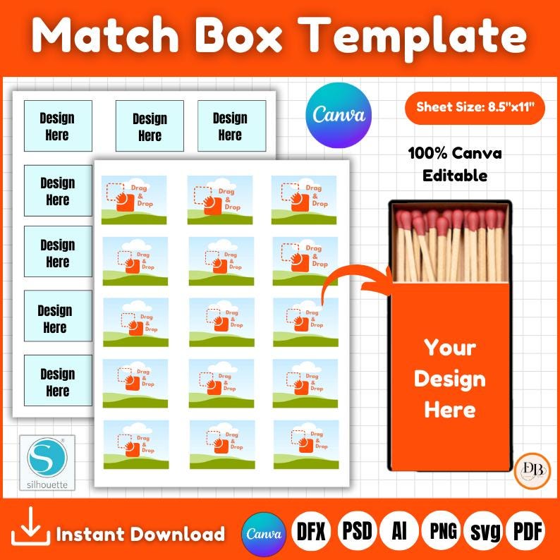 Match Box Template, Matchbox Label Template SVG, Match Box Label ...