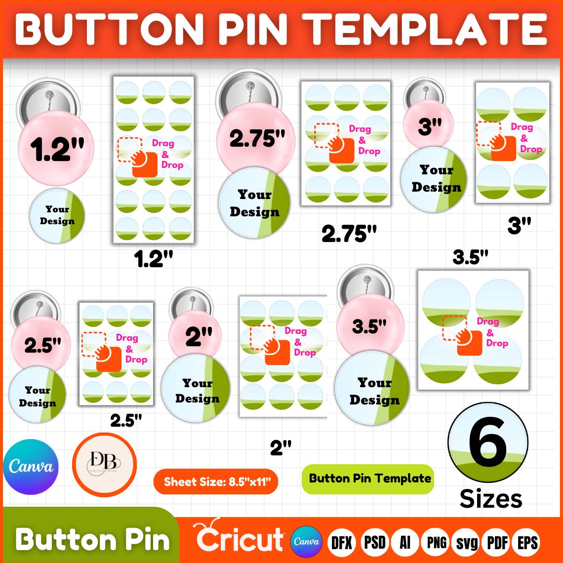 Button Pin Template Bundle, Button Pin Svg, Pin Button Svg, Sublimation ...
