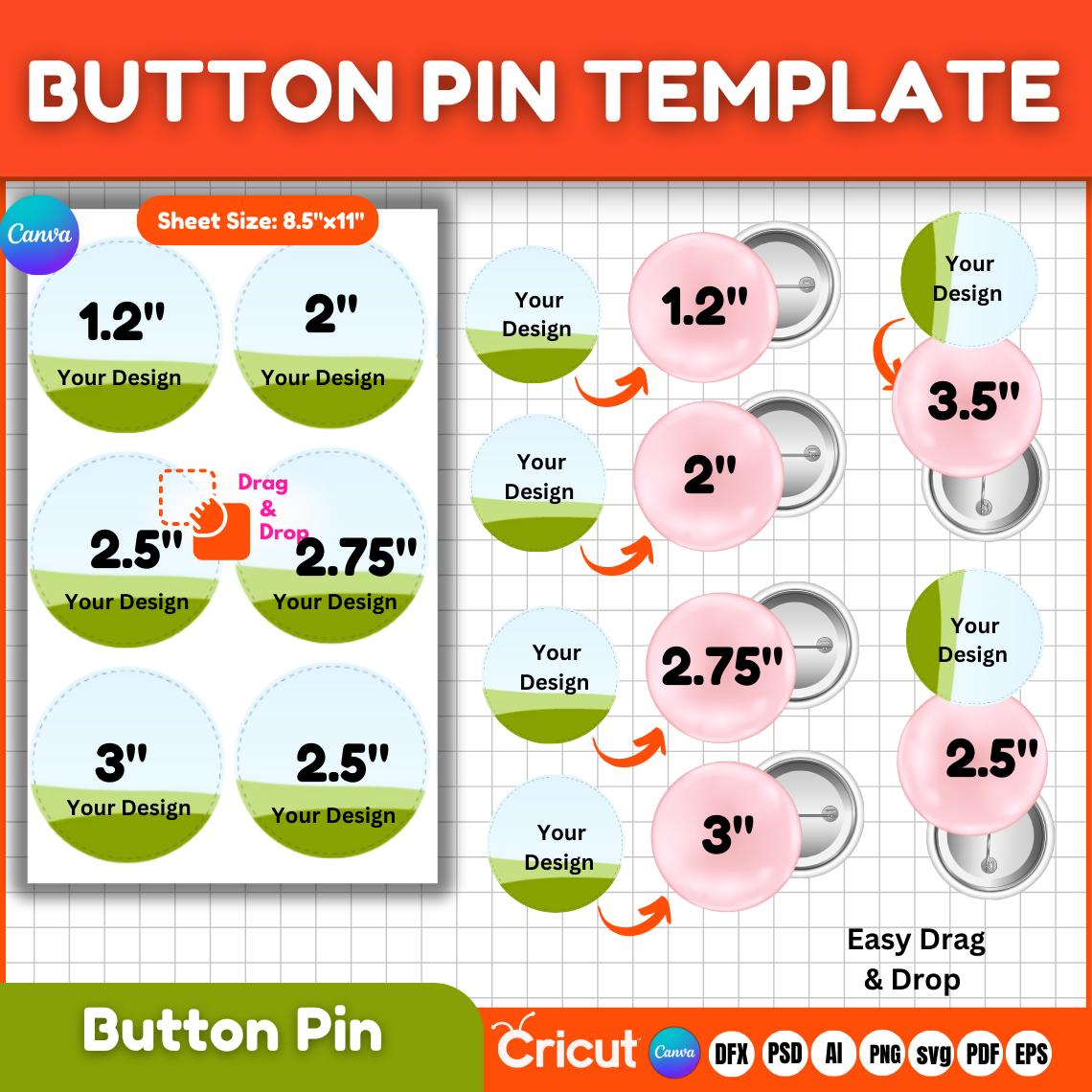 Button Pin Template Bundle, Button Pin Svg, Pin Button Svg, Sublimation ...
