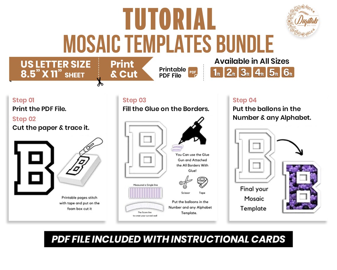 Mosaic Letters Template Marquee Letters Mosaic Alphabet Balloon Letters ...