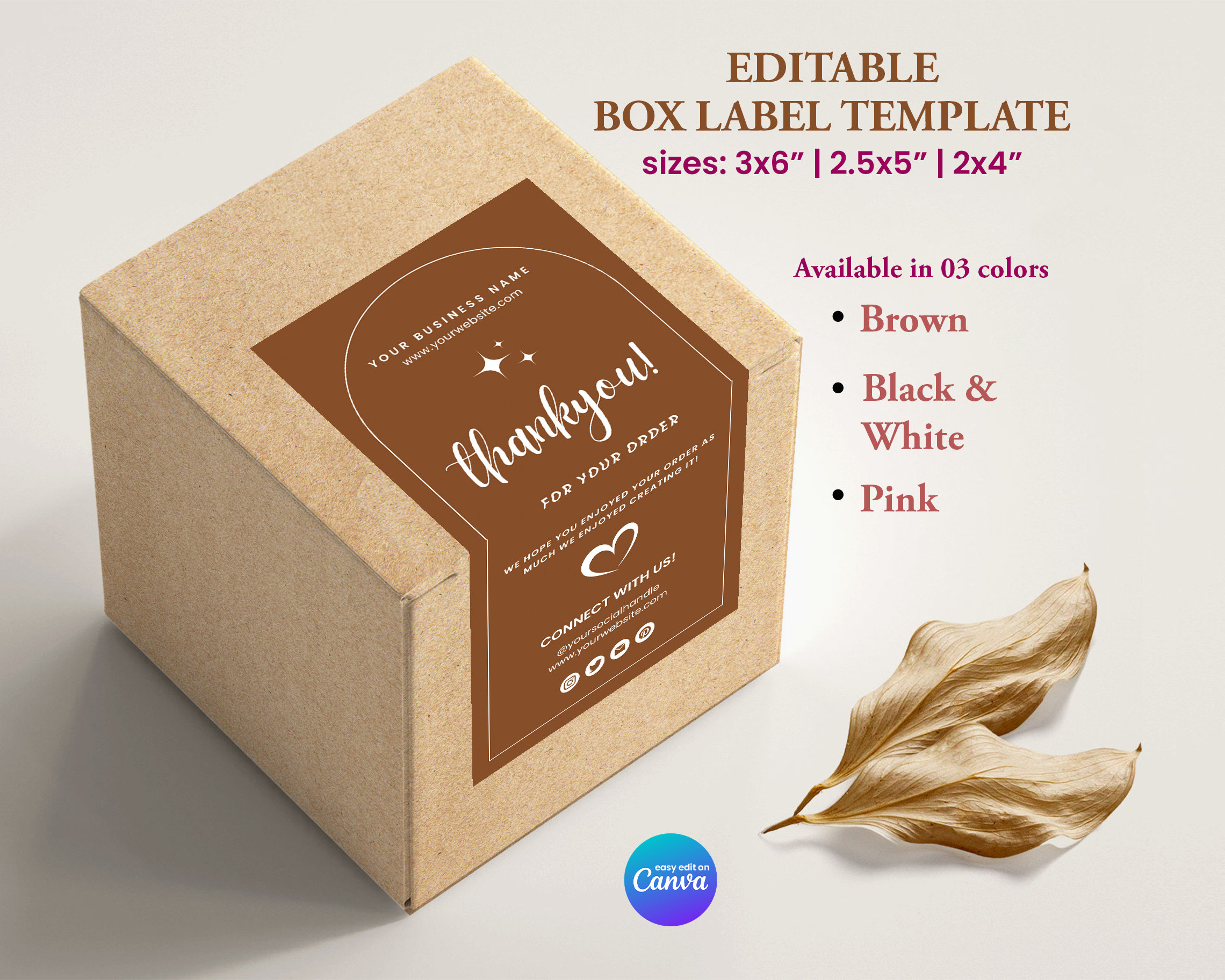 Editable Box Seal Label, Box Sticker Template, Box Packaging Sticker ...