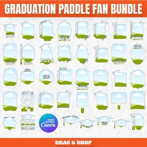 Grad Paddle Fan Template Bundle, 2024 Graduate Fan, Custom Grad Fan ...
