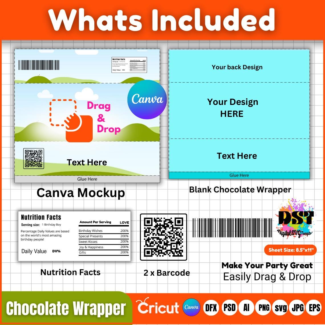 Chocolate Bar Wrapper Template, Candy Bar Wrapper, Chocolate Wrapper ...