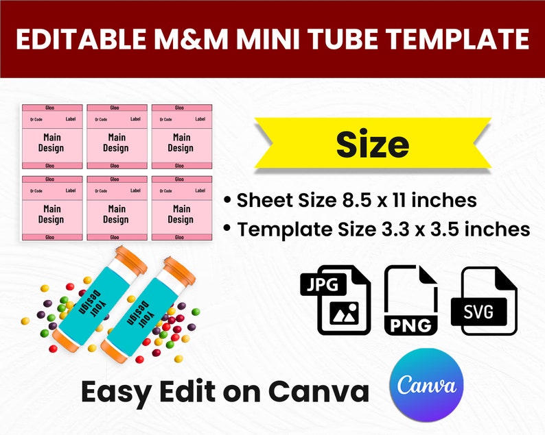 Mm's Mini Tube Wrapper Template Party Favor Templates Printable Party ...