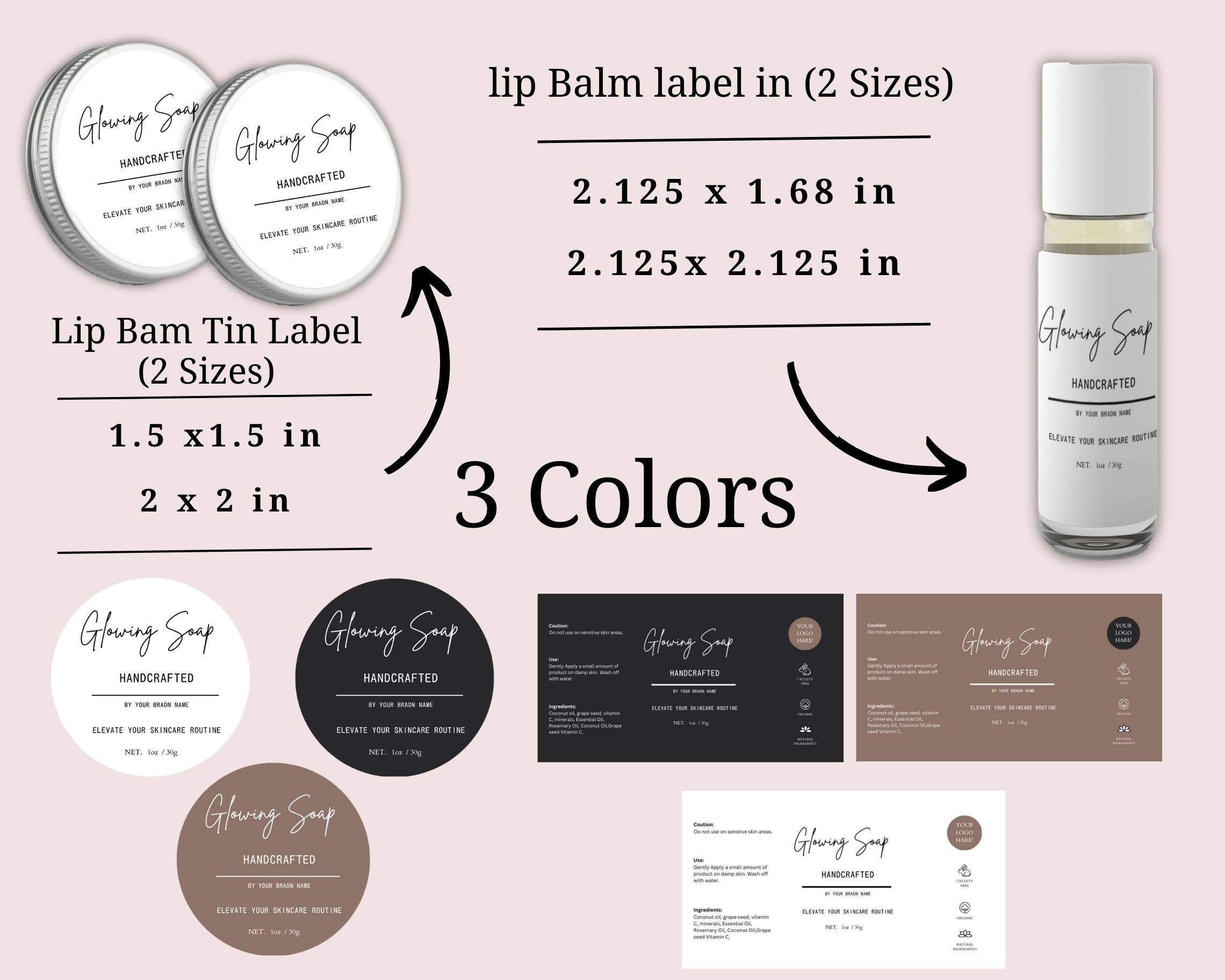 Editable Skincare Label Template,, Cosmetic Label Bundle, Minimalistic ...