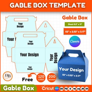 Gable Box Template, Gable Box SVG, Gable Box Template Mockup, Gift Box ...