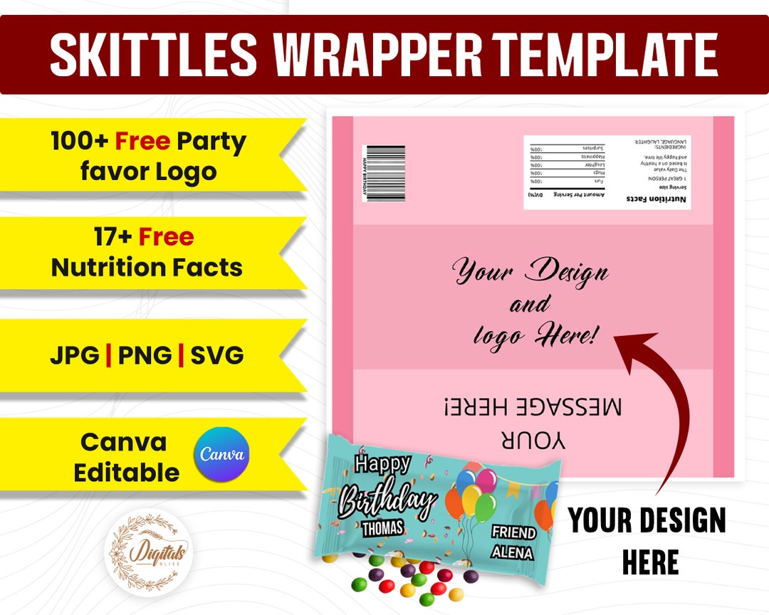 Skittles Wrapper Template | Skittles Template | Skittles Candy Wrapper ...