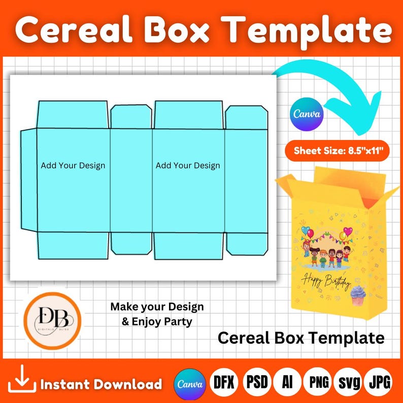 0.95 Oz Cereal Box Template, Cereal Box Svg, Snack Box Template, Cereal ...