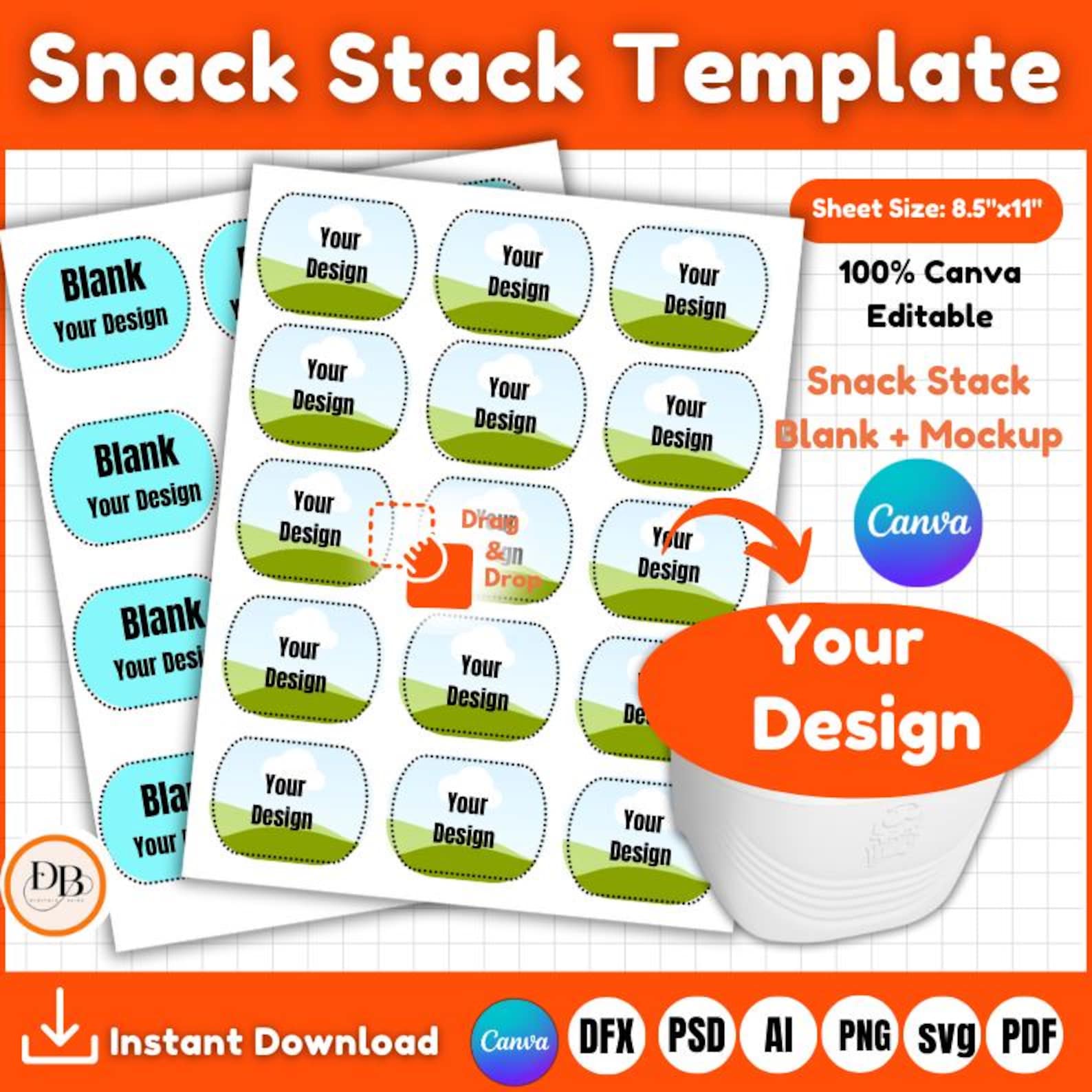 Snack Stake Template,snack Stack Chip Topper Label Template, Snack ...
