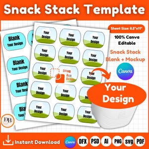Snack Stake Template,snack Stack Chip Topper Label Template, Snack ...