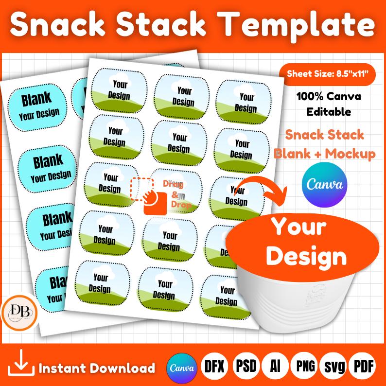 Snack Stake Template,snack Stack Chip Topper Label Template, Snack ...