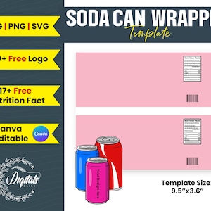 Soda Can Template | Soda Can Wrapper Template | Party Favor Template ...