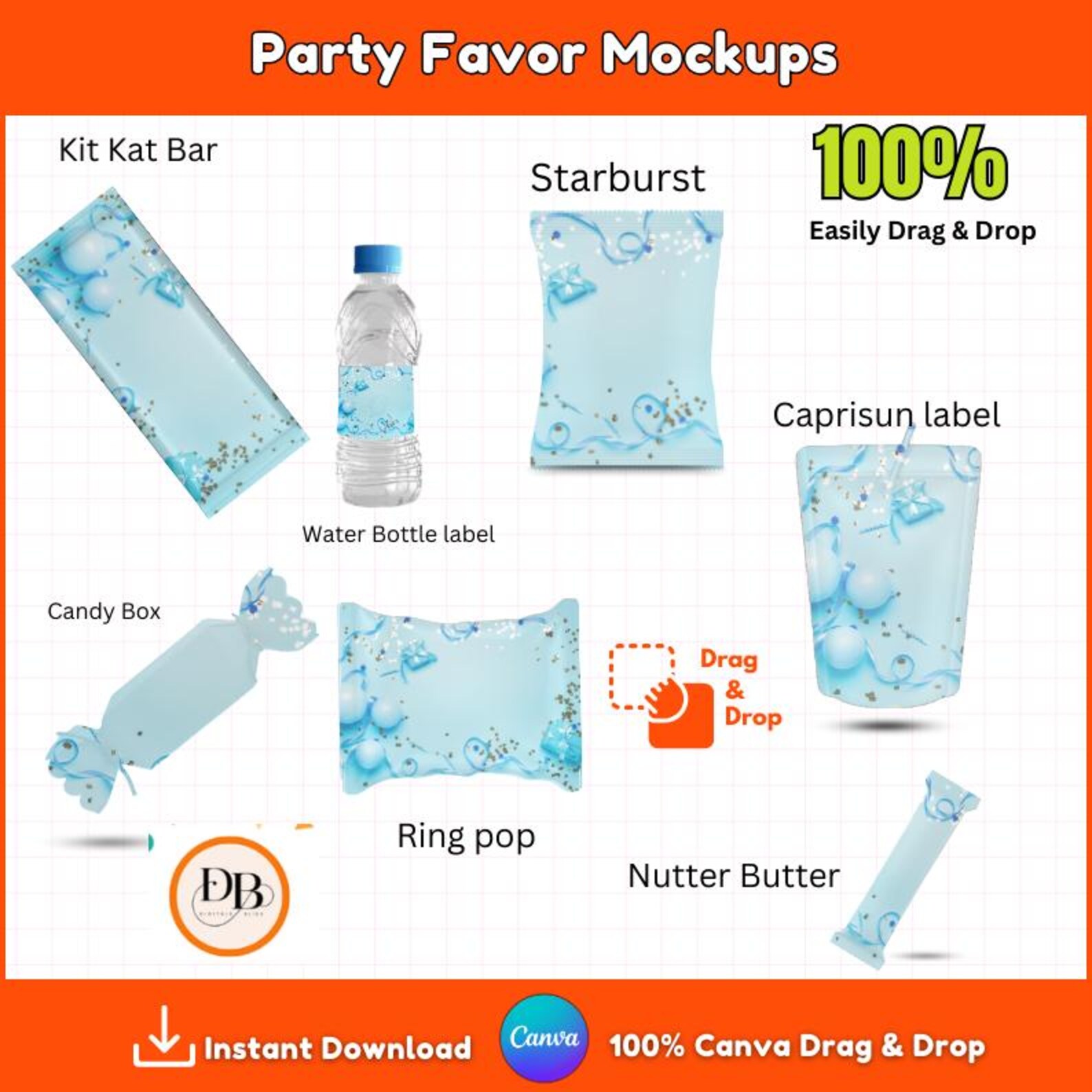 16 Party Favor Mockups Bundle, Party Favor Template Mockup, Chocolate ...