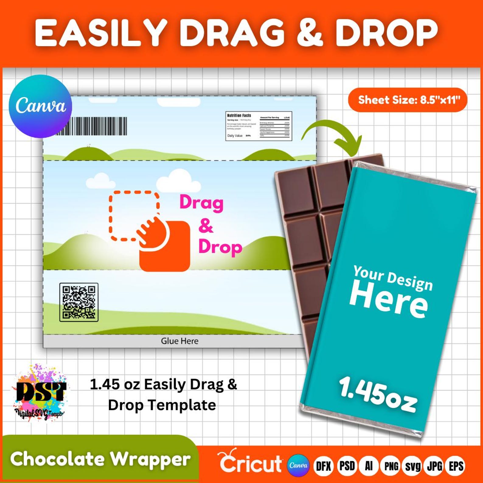 Chocolate Bar Wrapper Template, Candy Bar Wrapper, Chocolate Wrapper ...