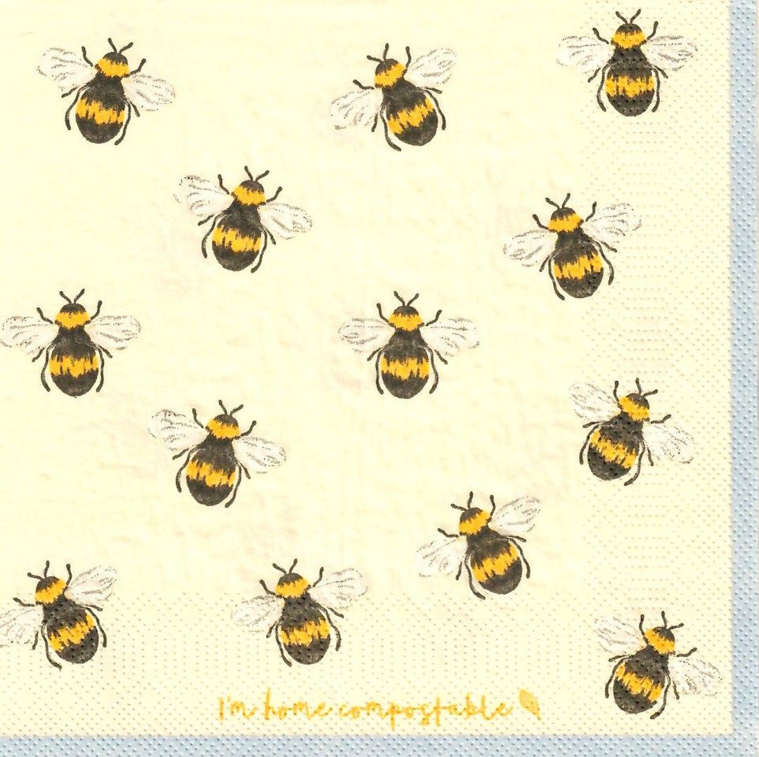 Bee, Bumblebee Paper Napkin for Decoupage, Craft Ready Insect Themed ...