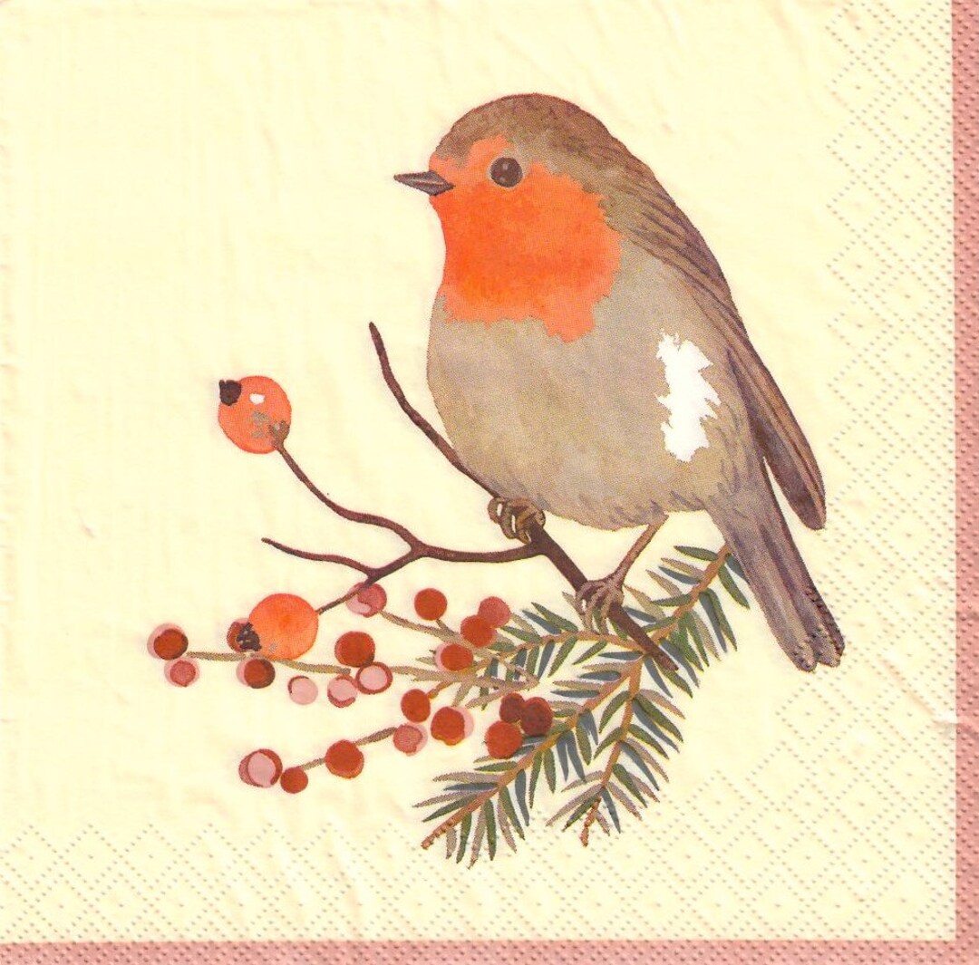 Red Robin Decoupage Napkins , Christmas Robin Paper Napkins for ...
