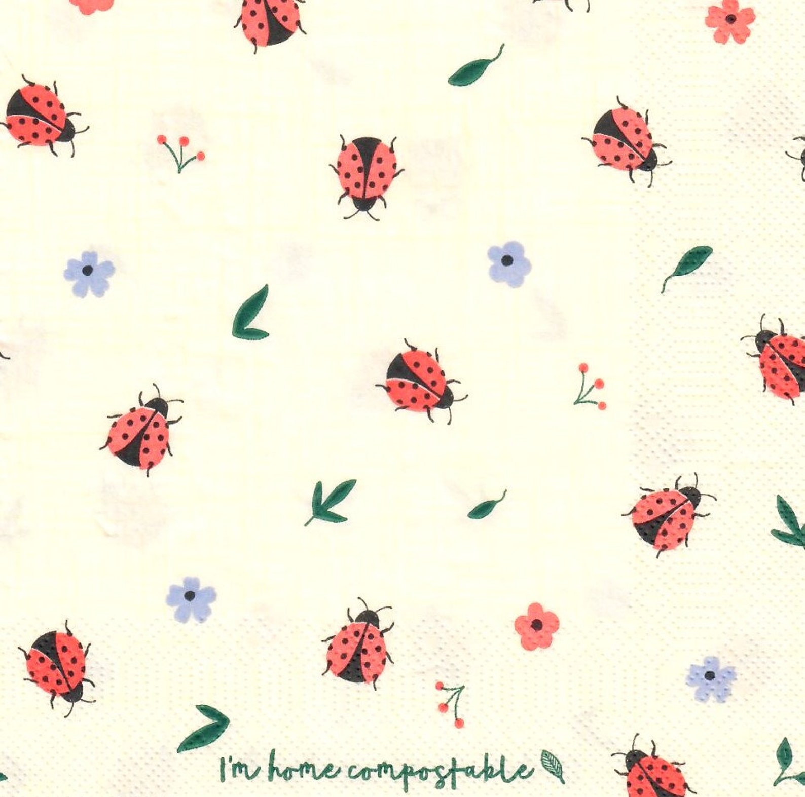 Ladybird Paper Napkin for Decoupage, Ladybug Tissue for Decoupage and ...
