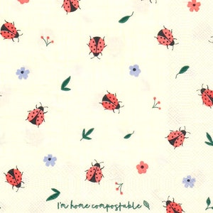 Ladybug Paper Napkins, Decoupage and Scrapbooking (set of 2, Not a Pack ...
