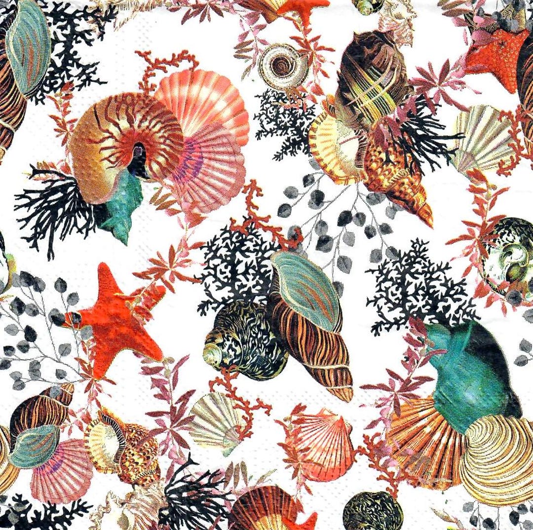 Sea Shells Paper Napkins for Decoupage, Sea Creatures Napkin for ...