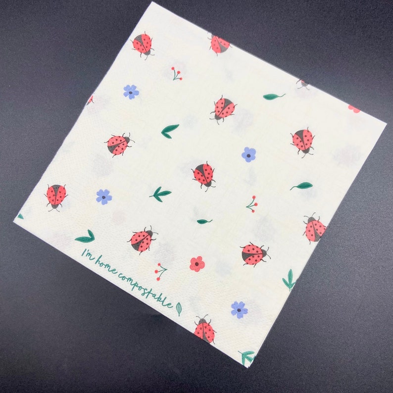 Ladybug Paper Napkins, Decoupage and Scrapbooking (set of 2, Not a Pack ...