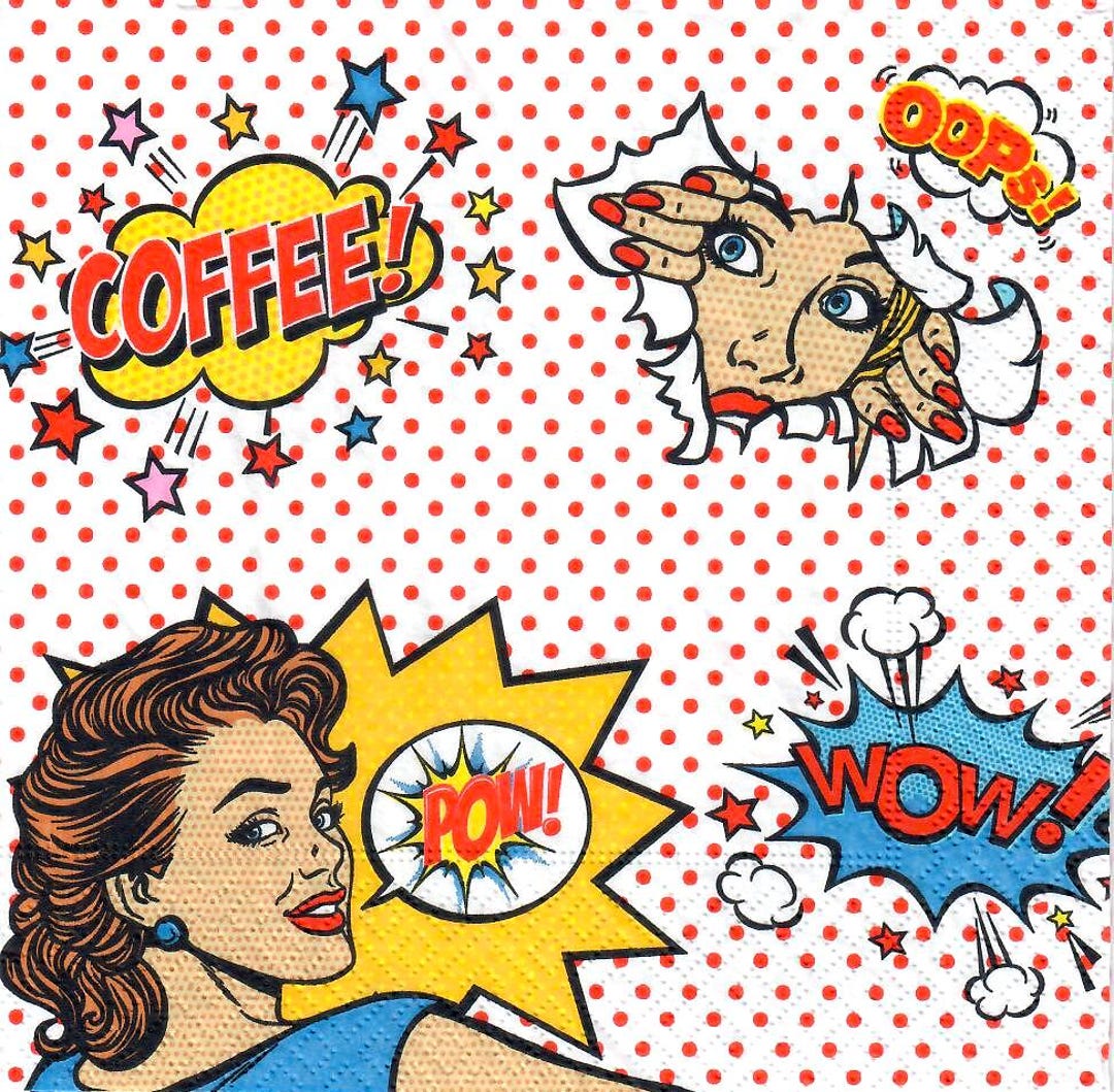 Comic Art Decoupage Napkins, Cartoon Decoupage Napkins, Pop Art Paper ...