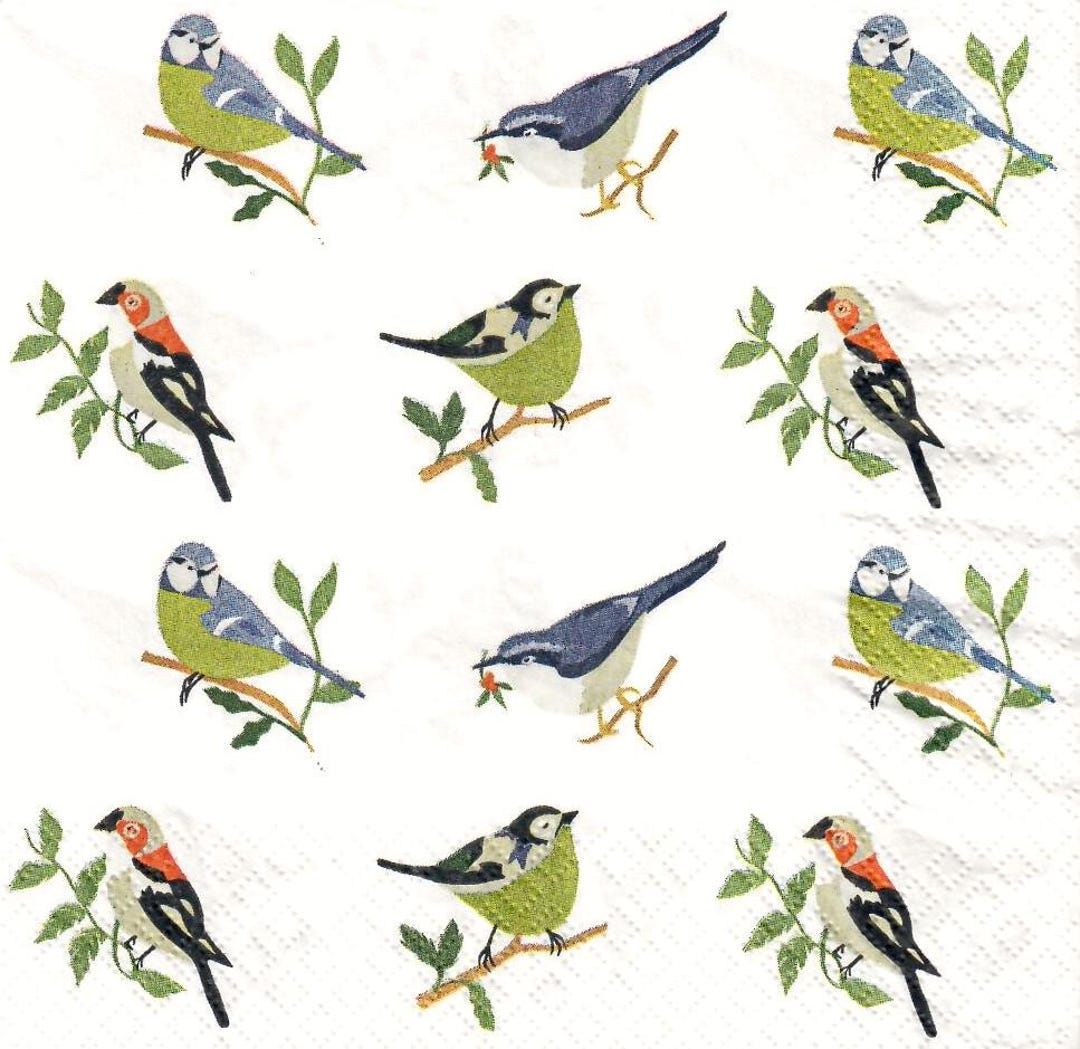 Garden Birds Paper Napkins, Blue Tits Decoupage, Scrapbooking (set of 2 ...