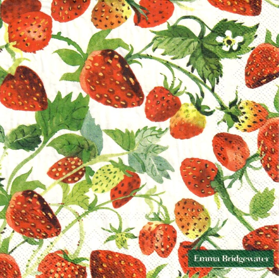 Emma Bridgewater Strawberries Paper Napkins for Decoupage, Scrapbooking ...