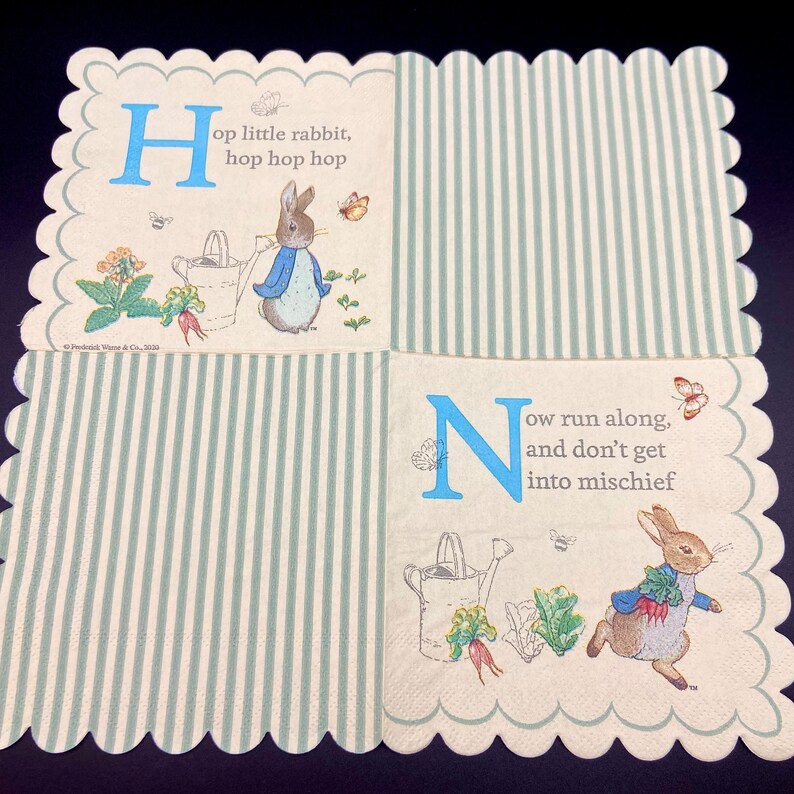 Bunny Rabbit Hare in the Garden Children's Character Paper Napkin for ...