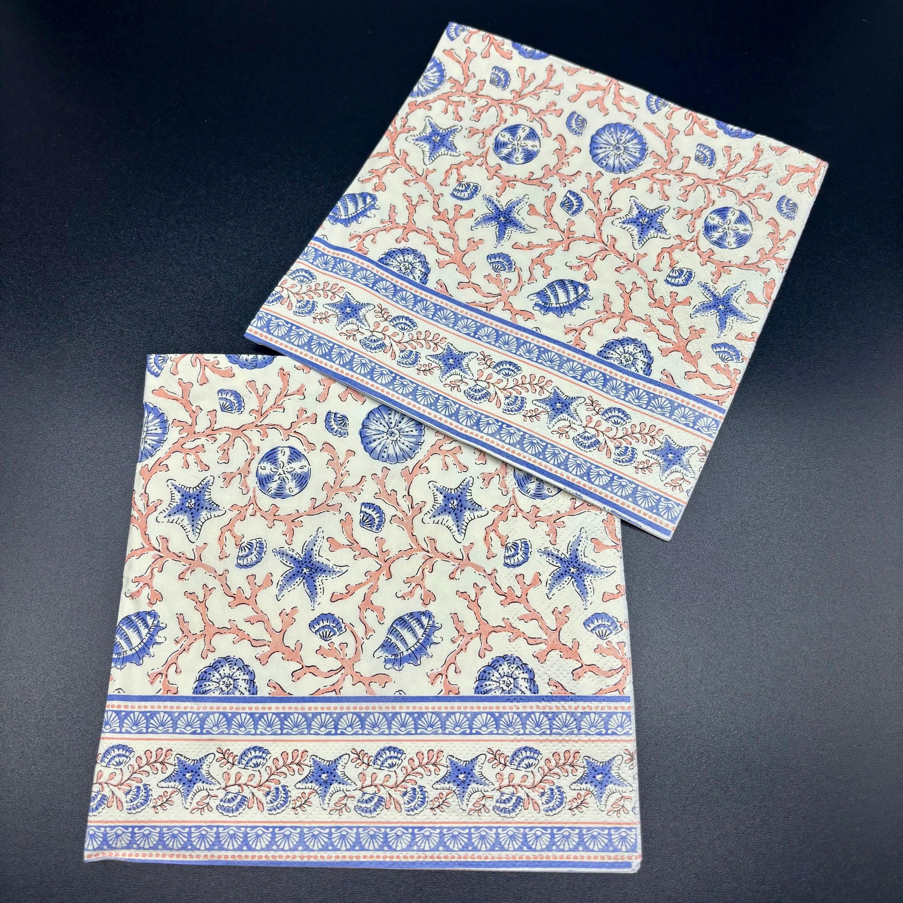 Seashell and Coral Paper Napkins for Decoupage, Laura Ashley Coral ...