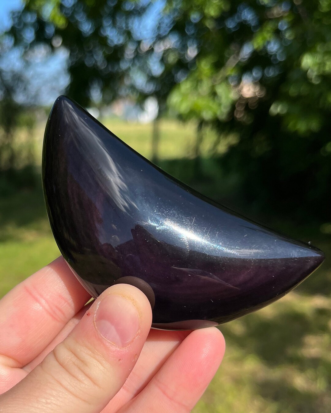 Rainbow Obsidian Crescent Moon Crystal Carving, Perfect Gift for ...
