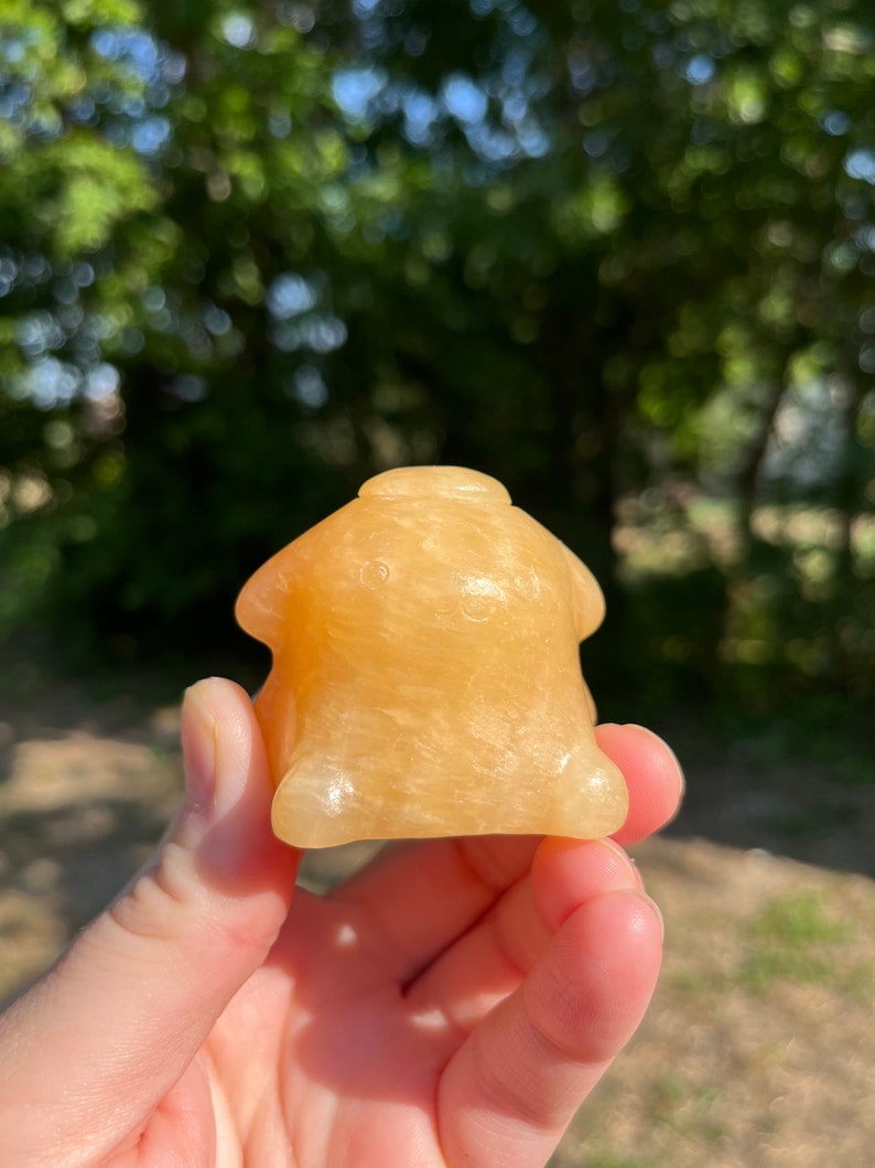 Small but Chunky, Yellow Calcite Crystal Carved Pokemon Pompompurin ...