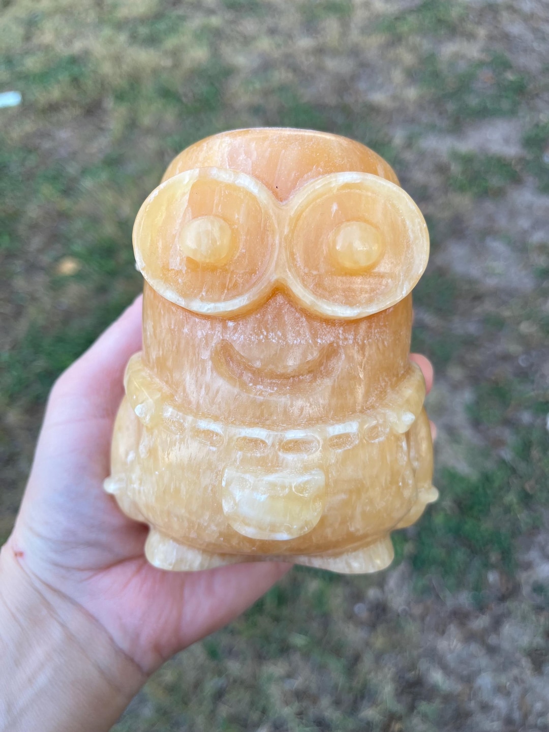 Large Yellow Calcite Minion Crystal Carving: Home Decor, Crystal ...