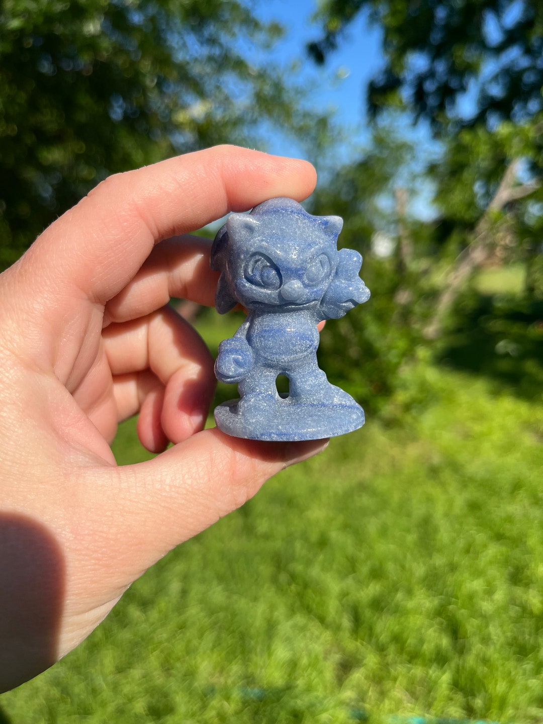 2in Blue Aventurine Sonic the Hedgehog Carving - Etsy