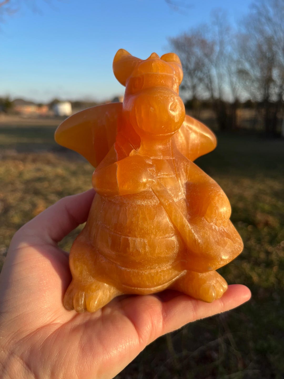 XL Orange Calcite Dragonite, Crystal Carved: 6” - Etsy